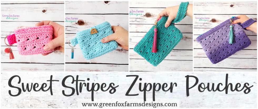 Sweet Stripes Zipper Pouches: FREE Small Crochet Purse Pattern • Green ...