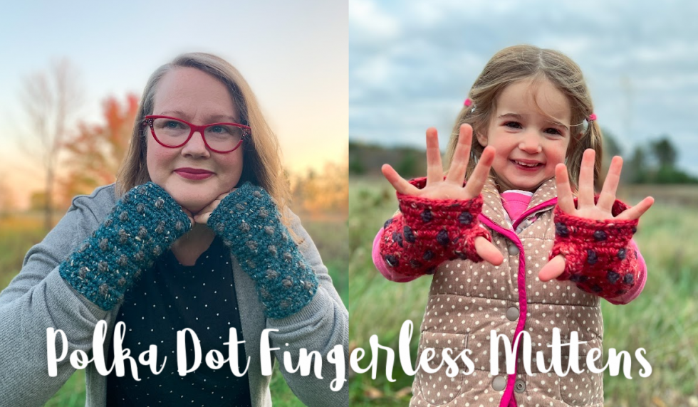 Polka Dot Fingerless Mittens • Green Fox Farms Designs