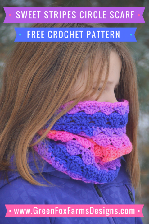 Sweet Stripes Circle Scarf - Free Crochet Pattern • Green Fox Farms Designs