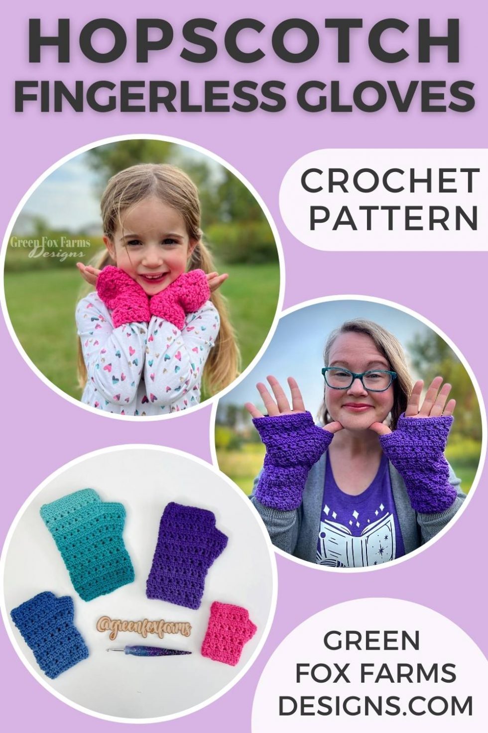 Hopscotch Fingerless Gloves Pattern • Green Fox Farms Designs