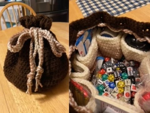 Evan's 8 Pocket Dice Bag Storage: Free Crochet Pattern