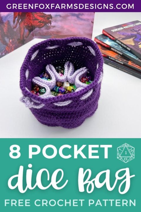 Evan's 8 Pocket Dice Bag Storage: Free Crochet Pattern