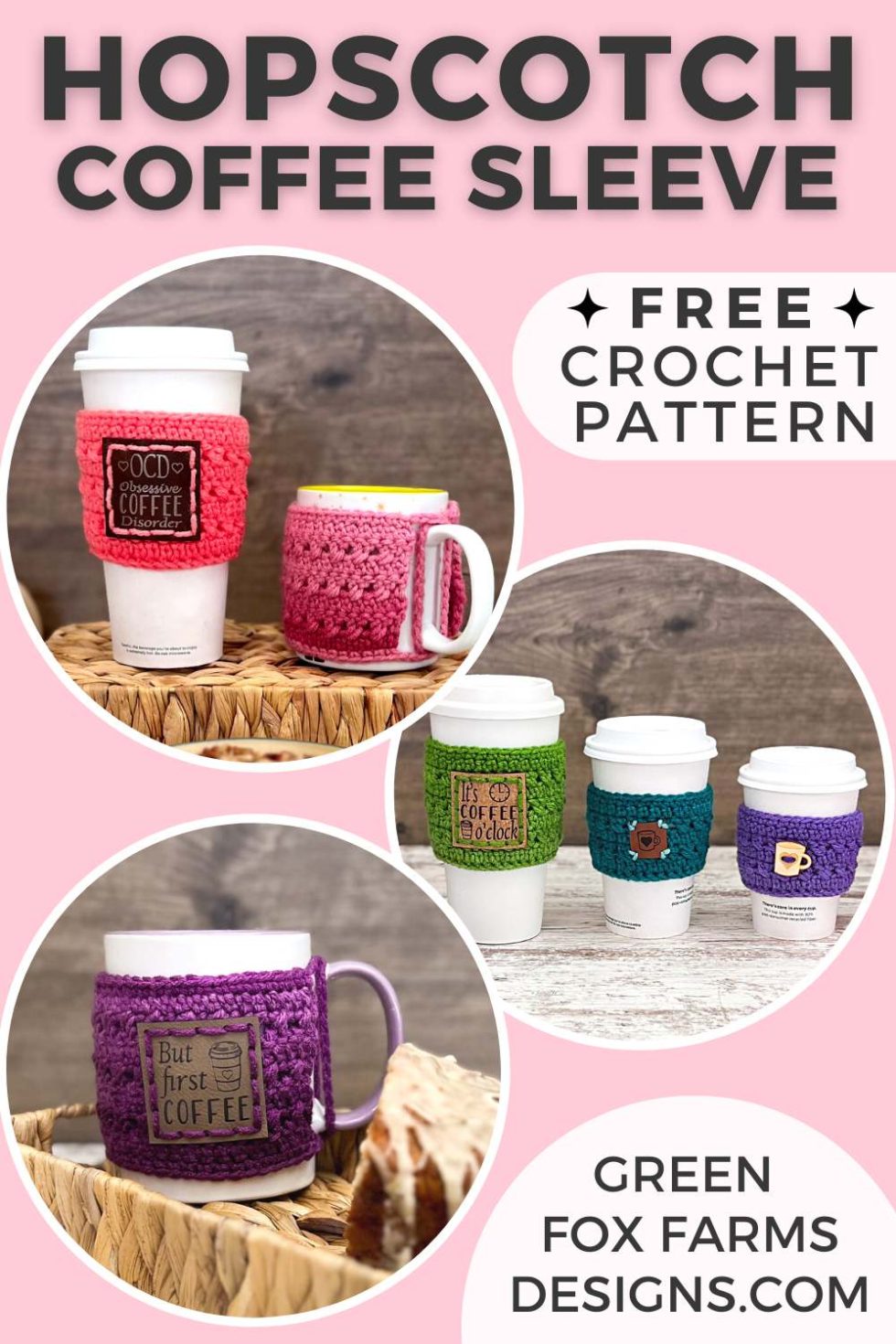 Hopscotch Coffee Cup Cozy • Green Fox Farms Designs