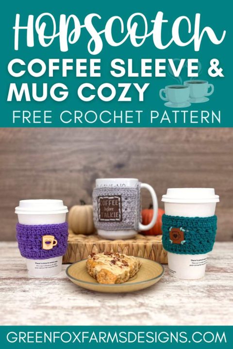 Hopscotch Coffee Cup Cozy • Green Fox Farms Designs