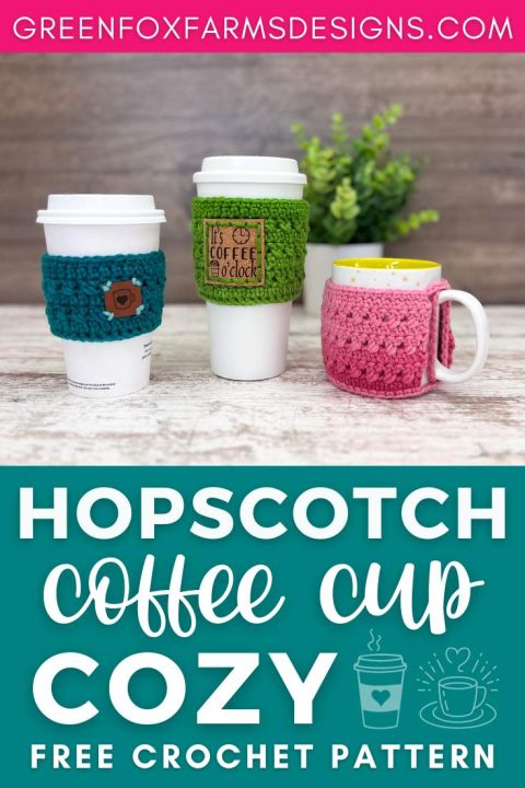 Hopscotch Coffee Cup Cozy • Green Fox Farms Designs