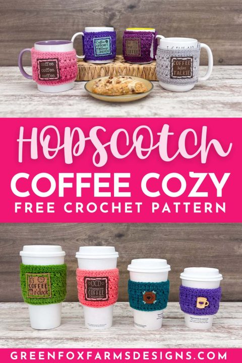 Hopscotch Coffee Cup Cozy • Green Fox Farms Designs