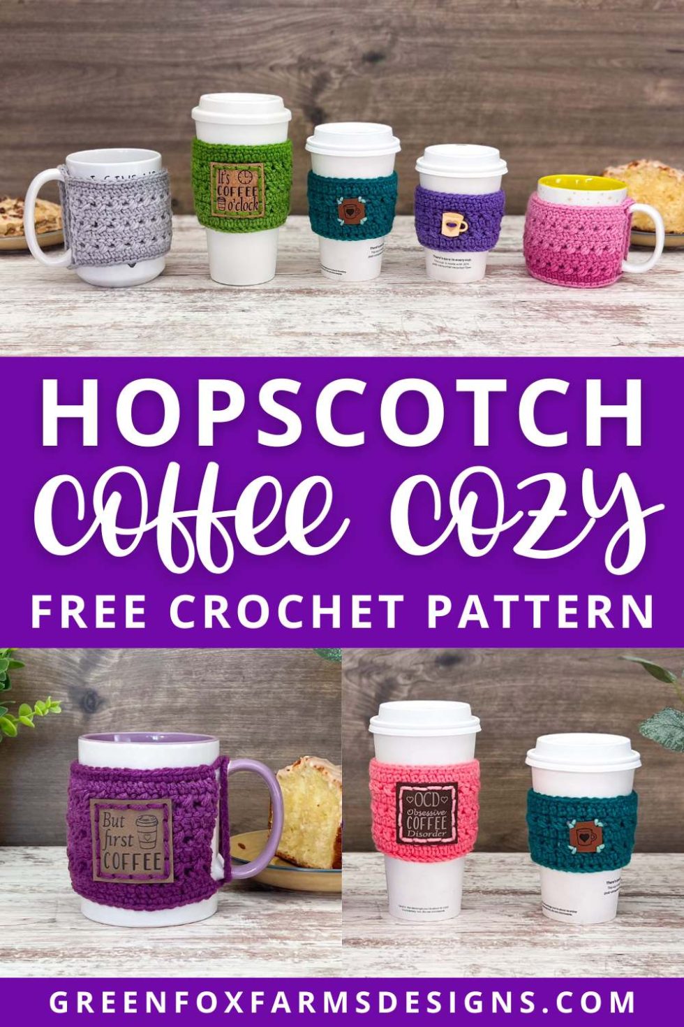 Hopscotch Coffee Cup Cozy • Green Fox Farms Designs