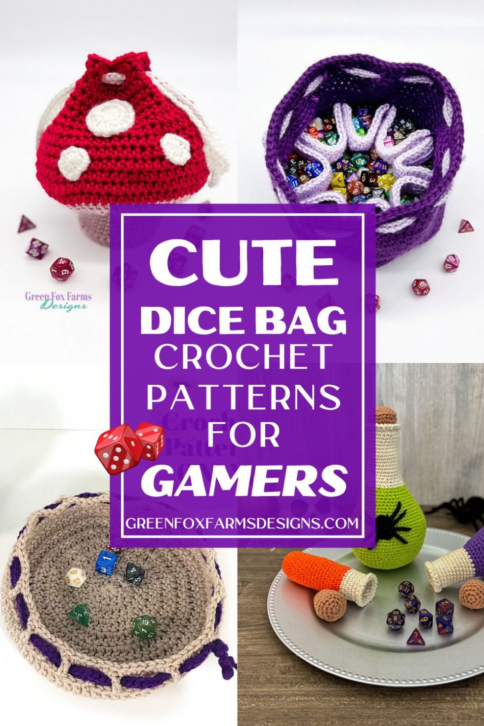 Free Crochet Dice Bag Pattern Collection • Green Fox Farms Designs