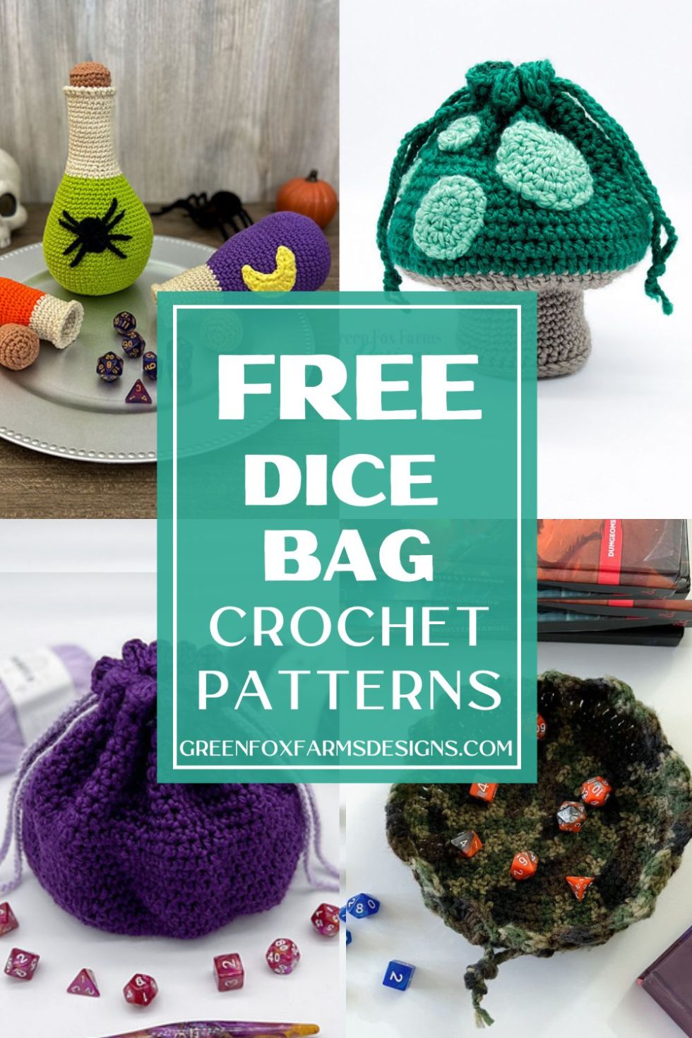 Free Crochet Dice Bag Pattern Collection • Green Fox Farms Designs