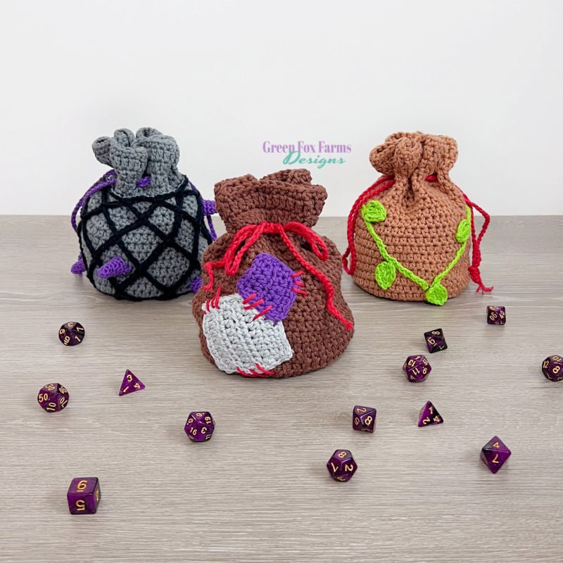Free Crochet Dice Bag Pattern Collection • Green Fox Farms Designs