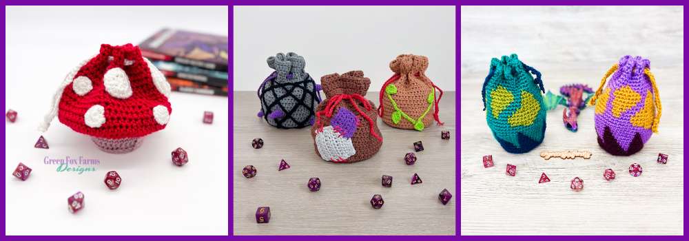 Free Crochet Dice Bag Pattern Collection • Green Fox Farms Designs