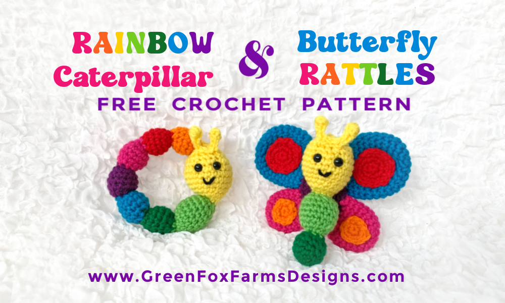 Rainbow Caterpillar + Butterfly To Crochet: Free Baby Rattle Crochet ...