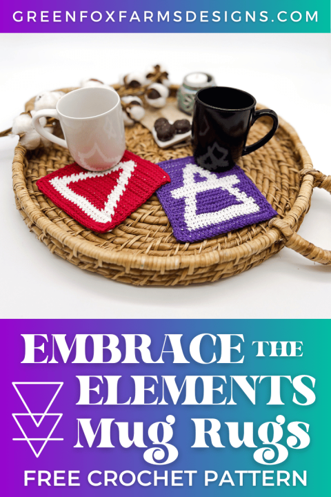 'Embrace The Elements' Crochet Mug Rug Patterns • Green Fox Farms Designs