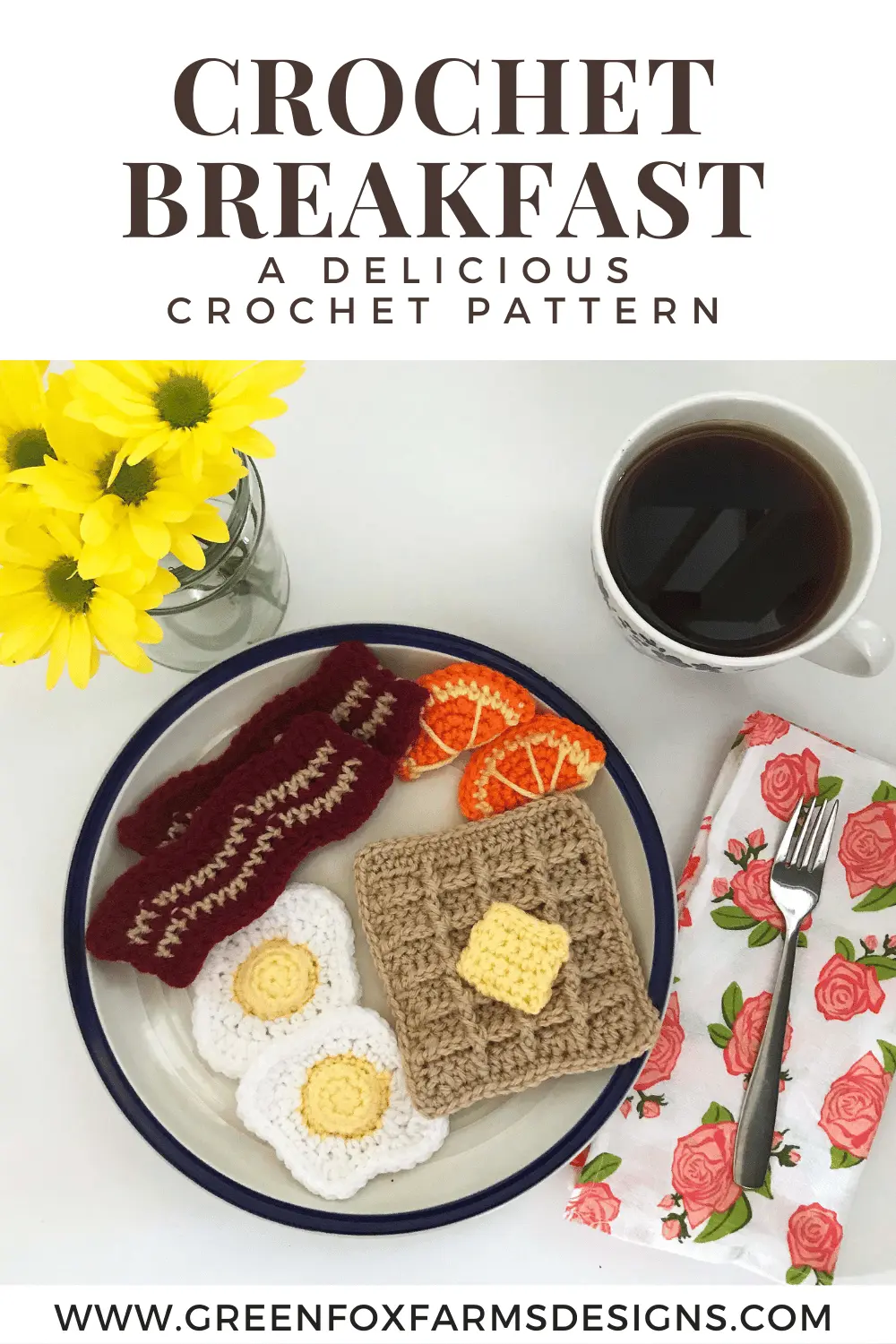 Crochet Breakfast Pattern - Bacon, Eggs, And Waffles • Green Fox Farms ...