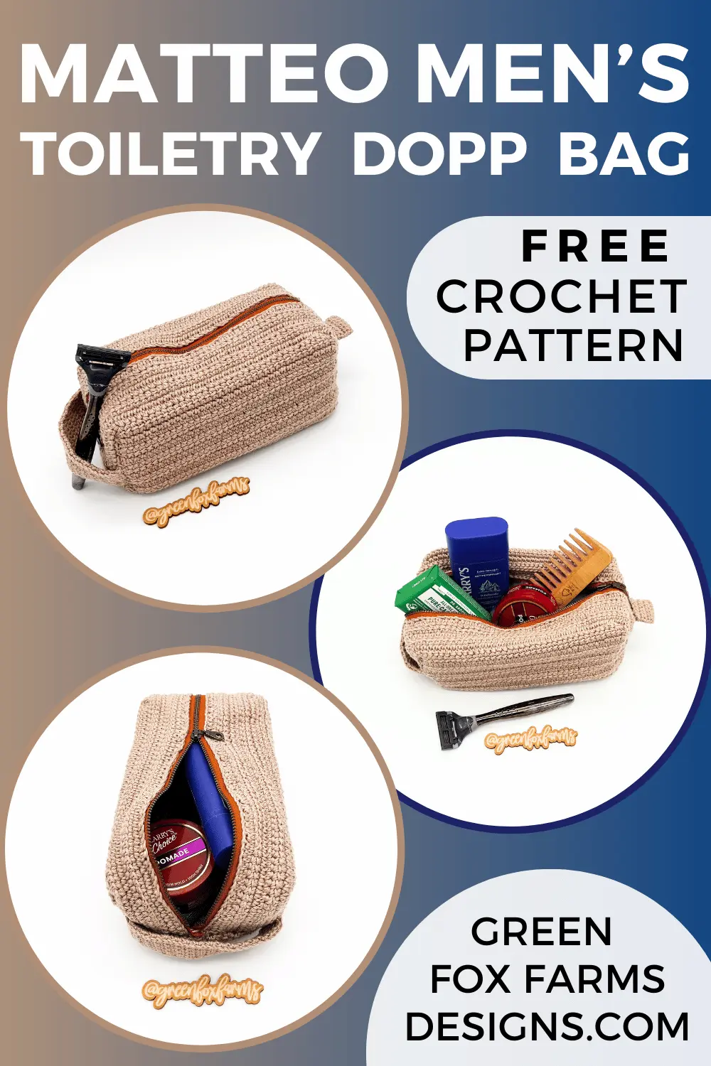 Free Dopp Kit Pattern For A Men's Crochet Toiletry Bag • Green Fox ...