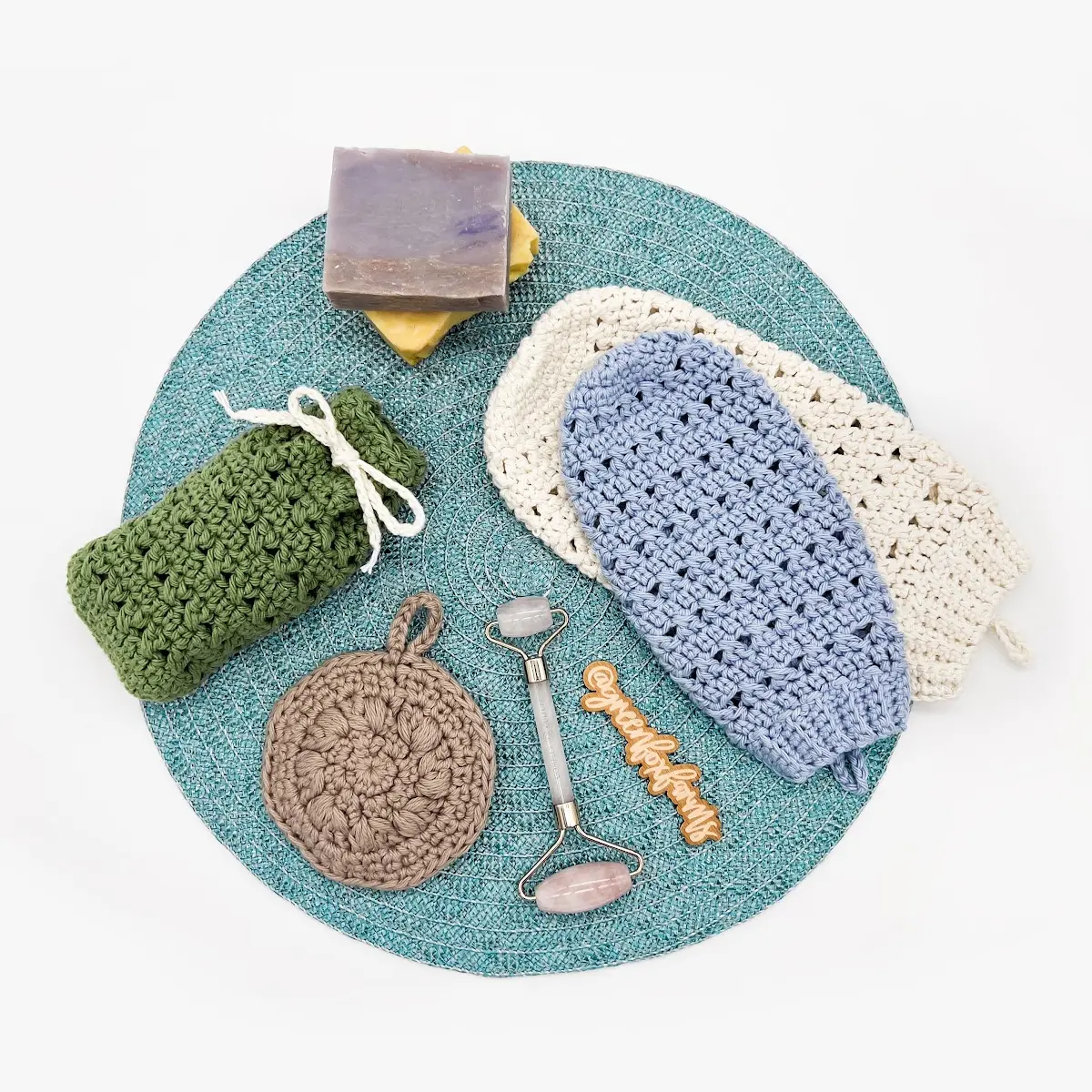Free Crochet Spa Set 3-in-1 Pattern With Soap Saver + Face Scrubber ...