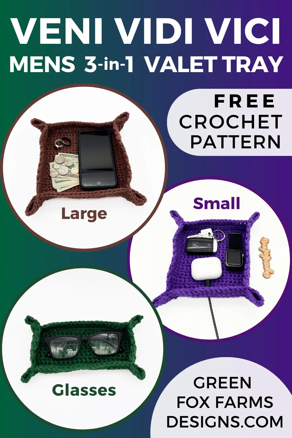 Free Valet Tray Crochet Pattern: Makes A Great Gift For Men! • Green ...